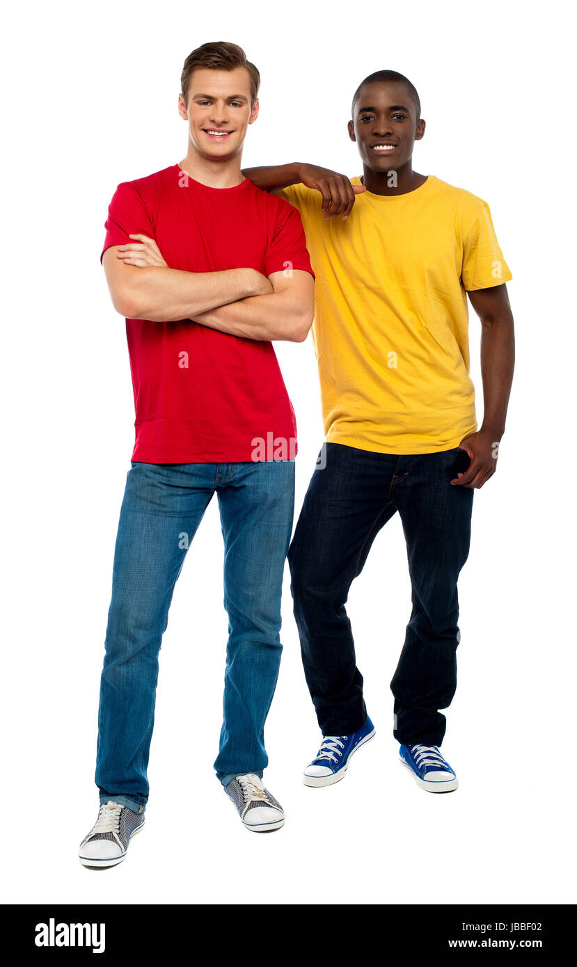 Full length portrait of casual young dudes posing in style Stock Photo ...
