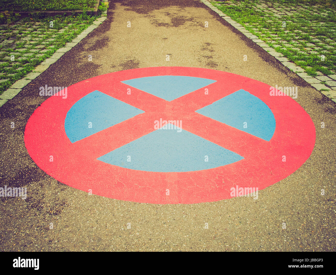 Vintage retro looking A road sign for a no parking area Stock Photo - Alamy