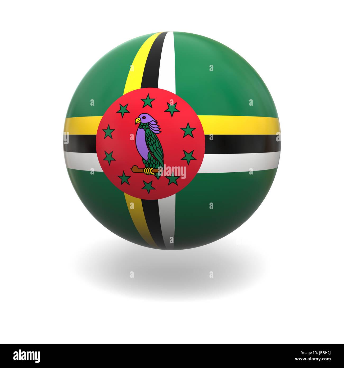 National flag of Dominica on sphere isolated on white background Stock ...