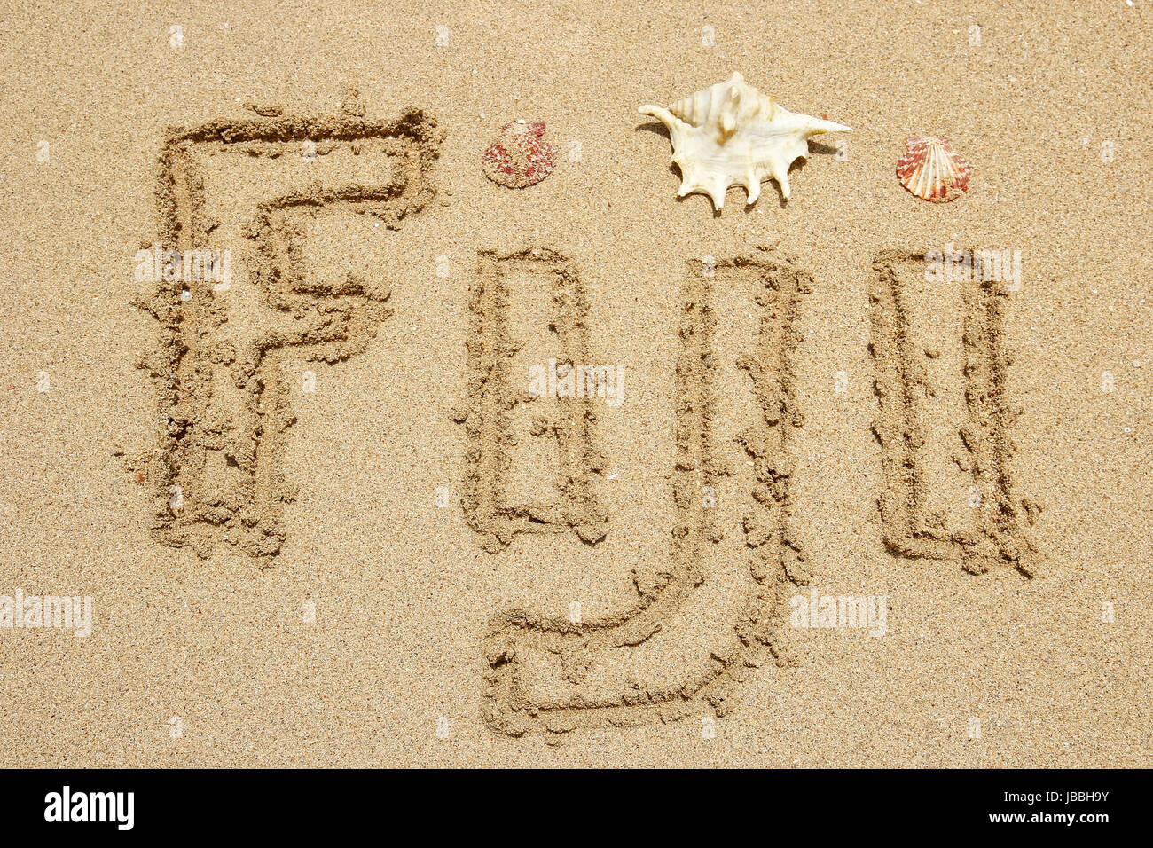 Word Fiji written on a beach - travel concept Stock Photo - Alamy
