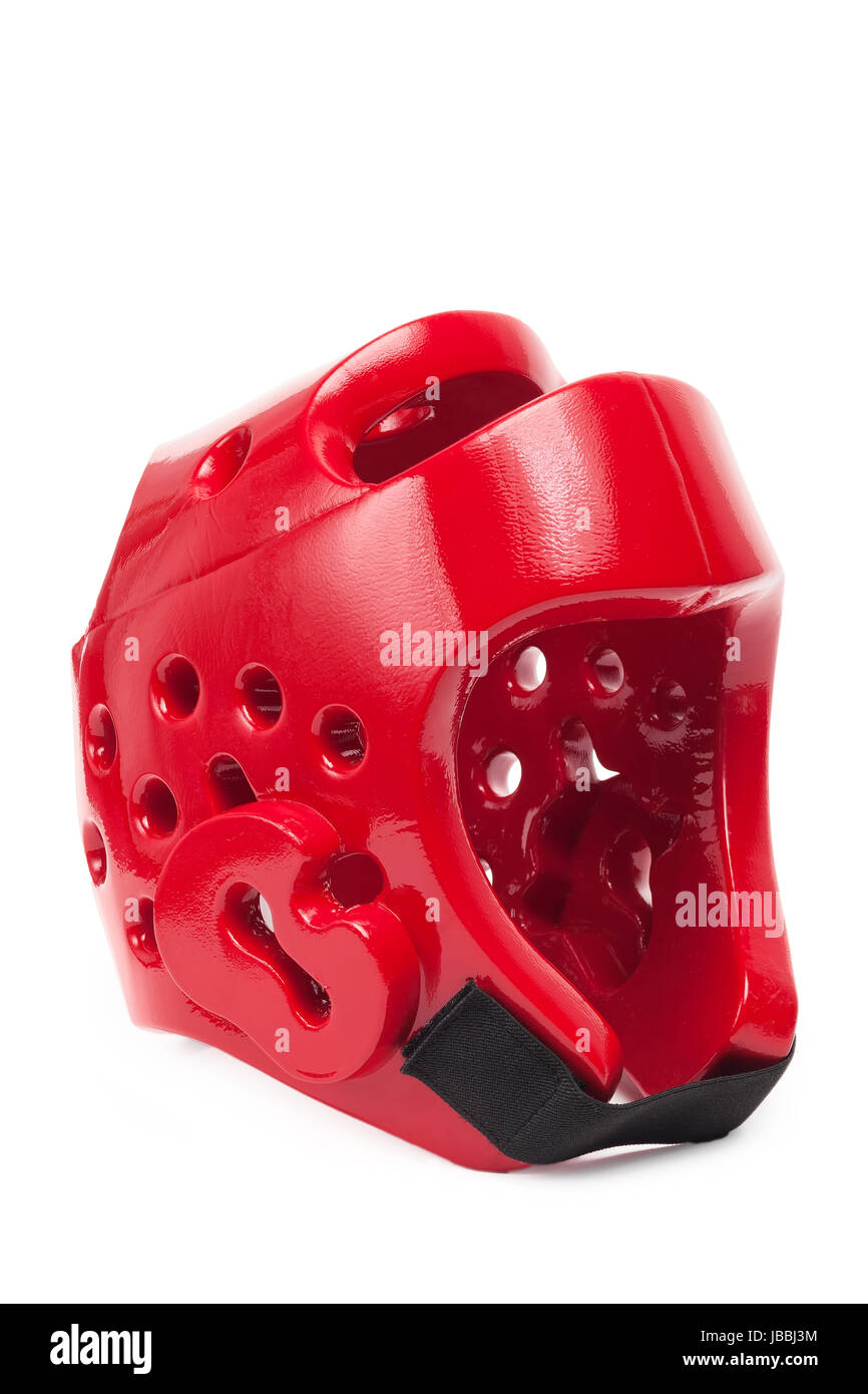 Red taekwondo head guard isolated on white background Stock Photo - Alamy