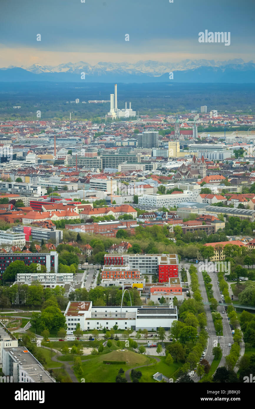 MUNICH, GERMANY - MAY 6, 2017 : Aerial view of Munich cityscape from ...