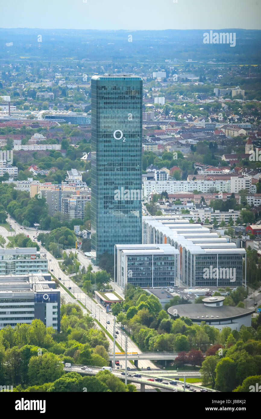 MUNICH, GERMANY - MAY 6, 2017 : Aerial view of the Munich Uptown ...