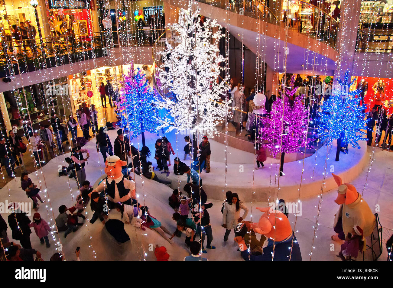 BOGOTA, COLOMBIA - DECEMBER 8: People gather around Christmas ...