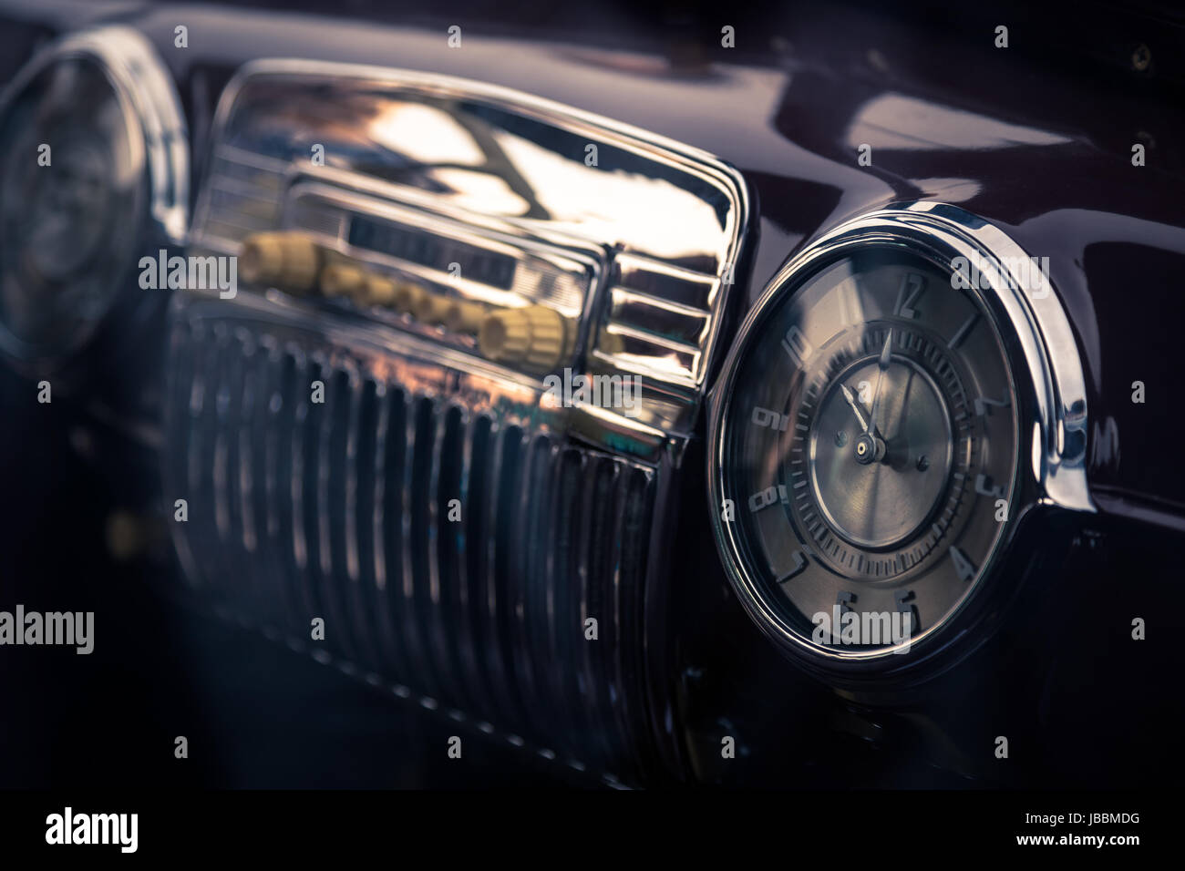 Clock in retro interior of old automobile Stock Photo - Alamy