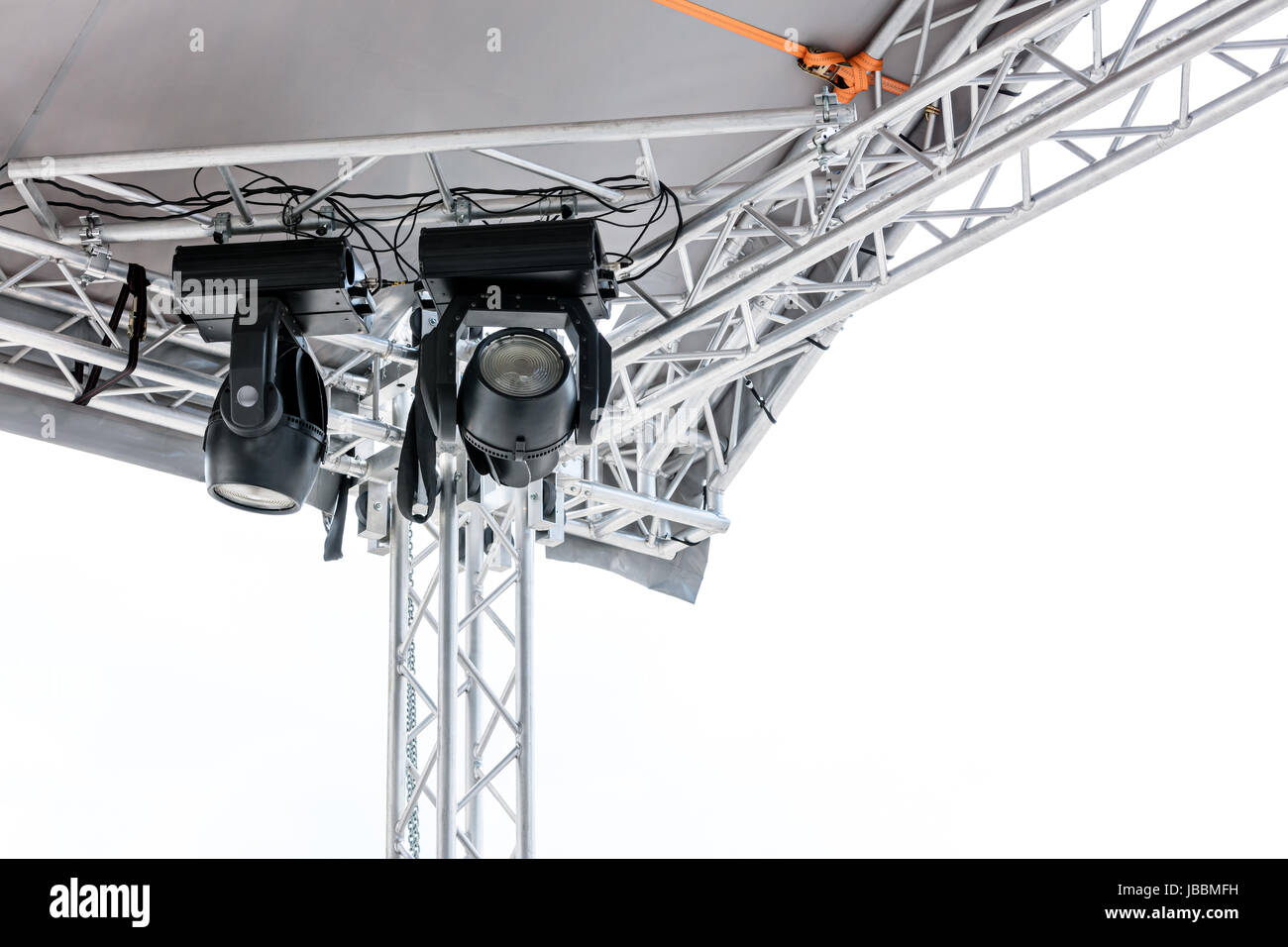 spot light system mounted on street stage on white background Stock ...
