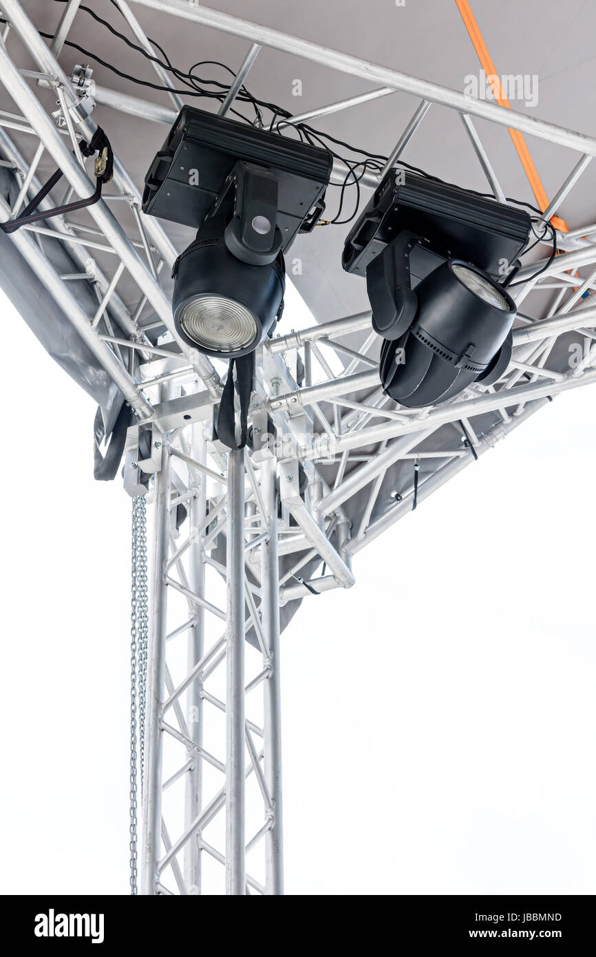 professional spot light system under roof of outdoor stage Stock Photo ...