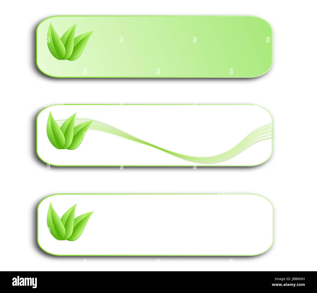 Set green menu with leaves as design element of page with space text ...