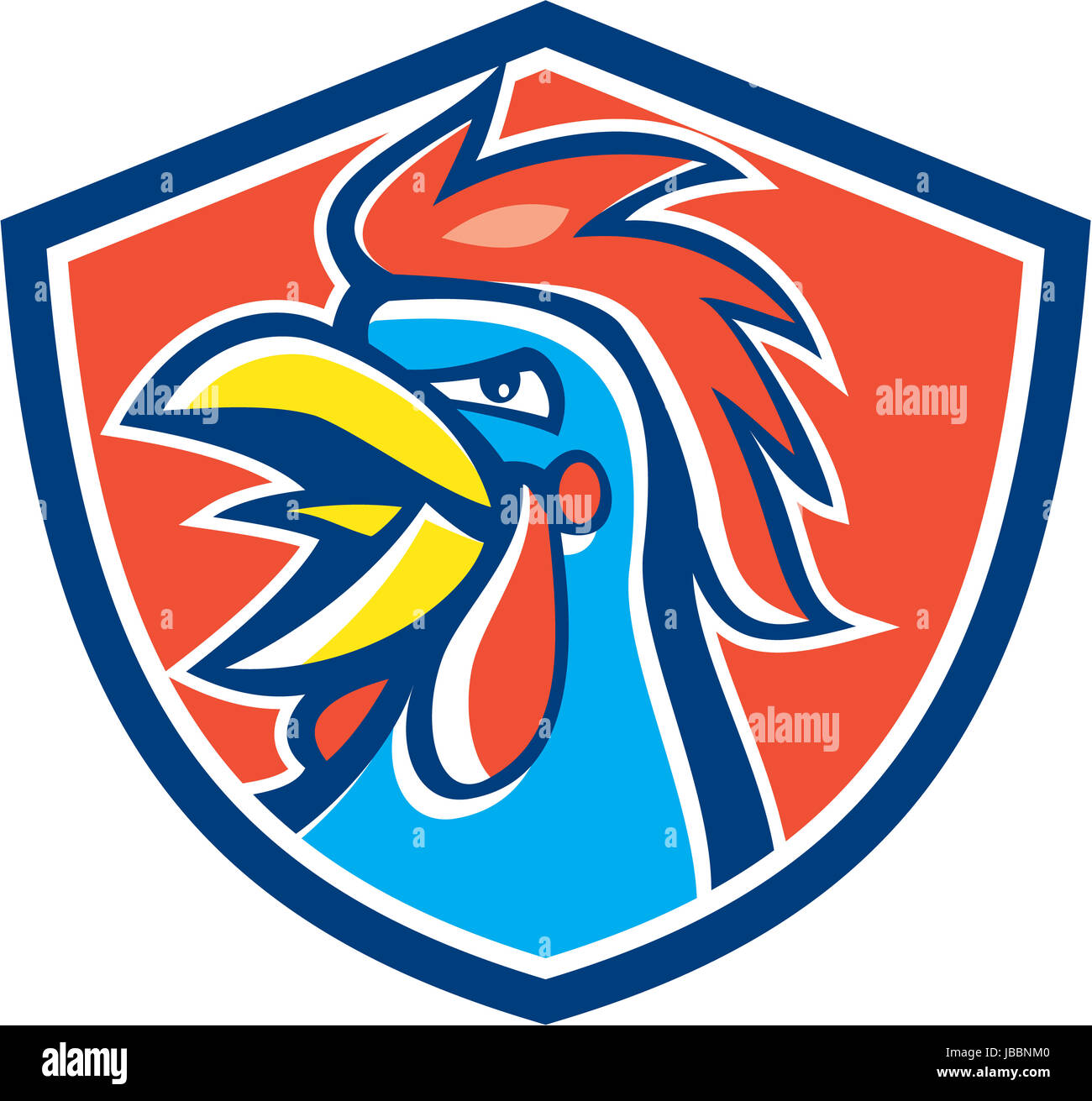 Illustration of a rooster cockerel head crowing facing side set inside ...