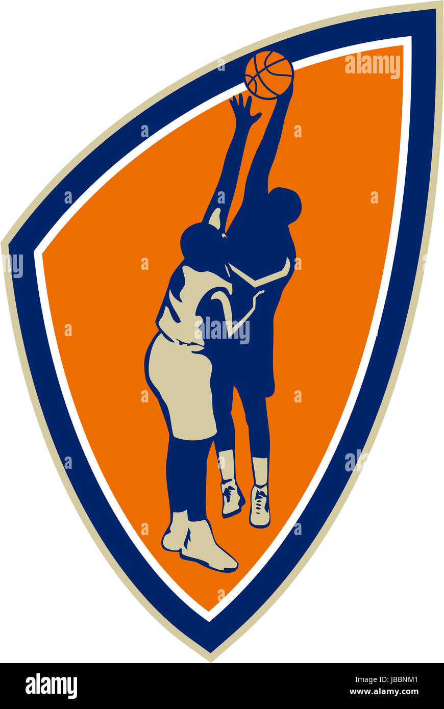 Illustration of a basketball player dunking blocking rebounding ball ...