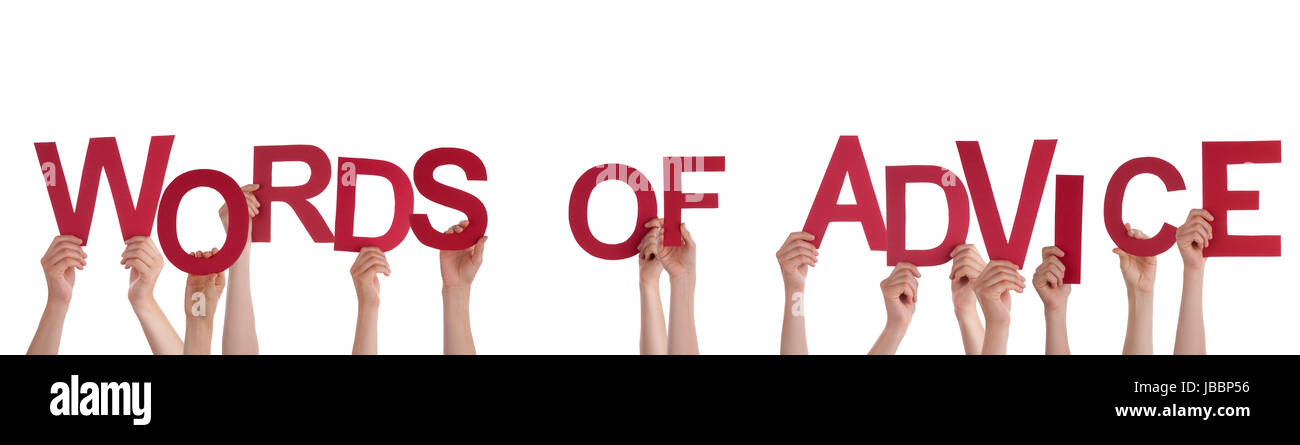 Many People Holding Words of Advice, Isolated Stock Photo - Alamy