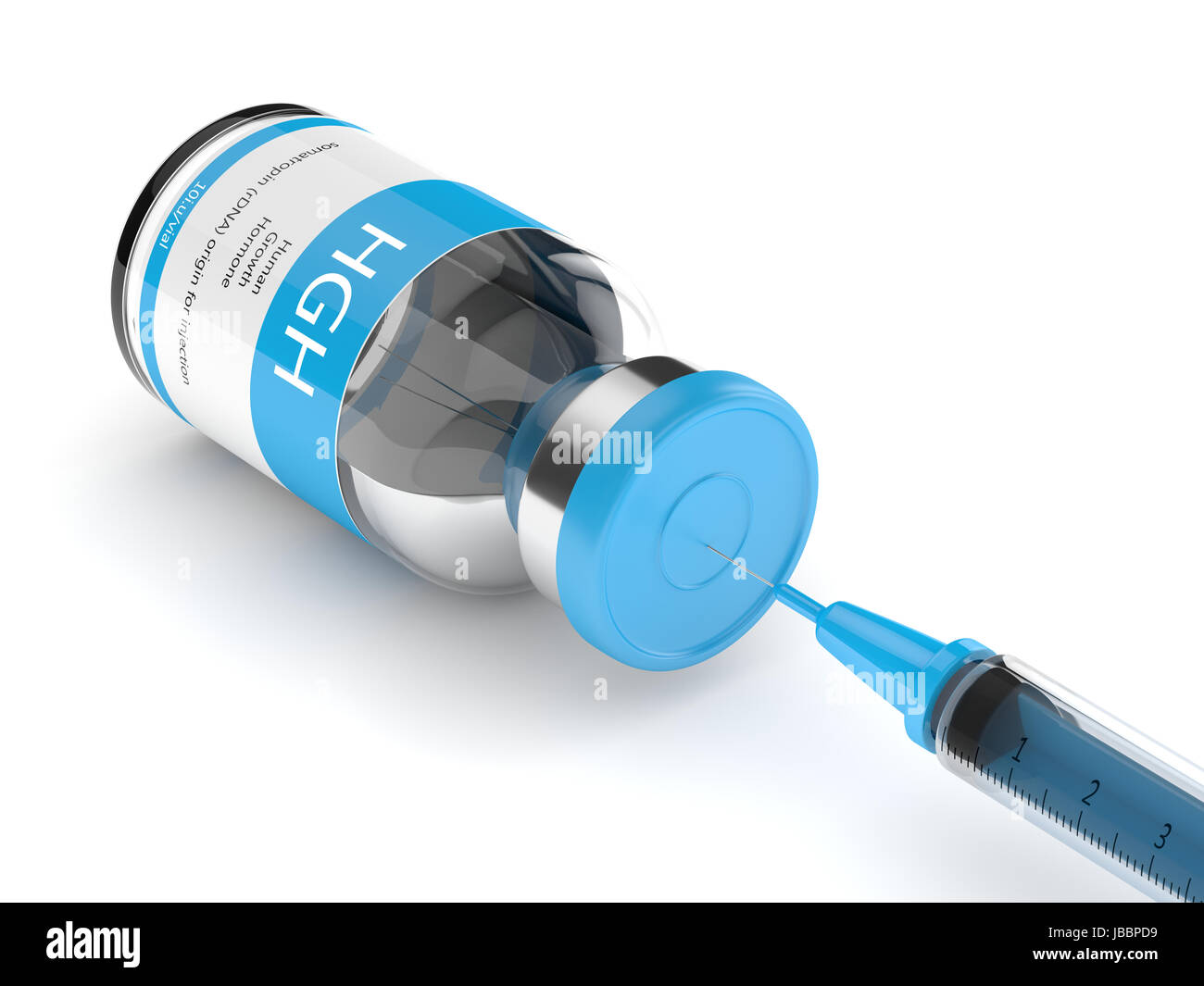 3d render of HGH vial with syringe isolated over white background Stock ...