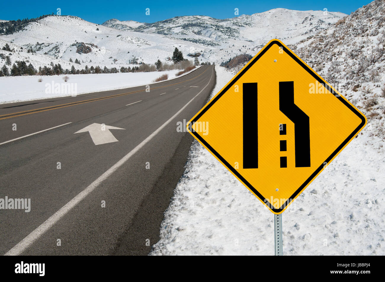 Motorway merge sign hi-res stock photography and images - Alamy