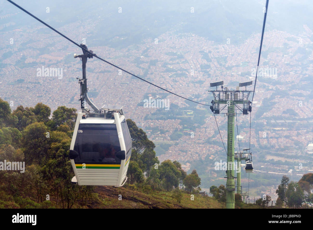 View of cable car high above Medellin, Colombia Stock Photo - Alamy