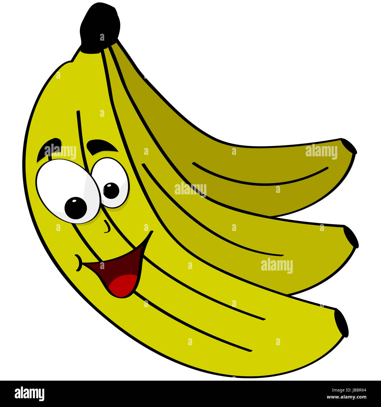 Cartoon illustration showing a bunch of bananas, including a happy one ...