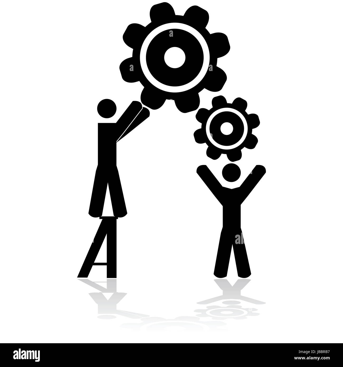 Concept illustration showing two people working together to assemble ...
