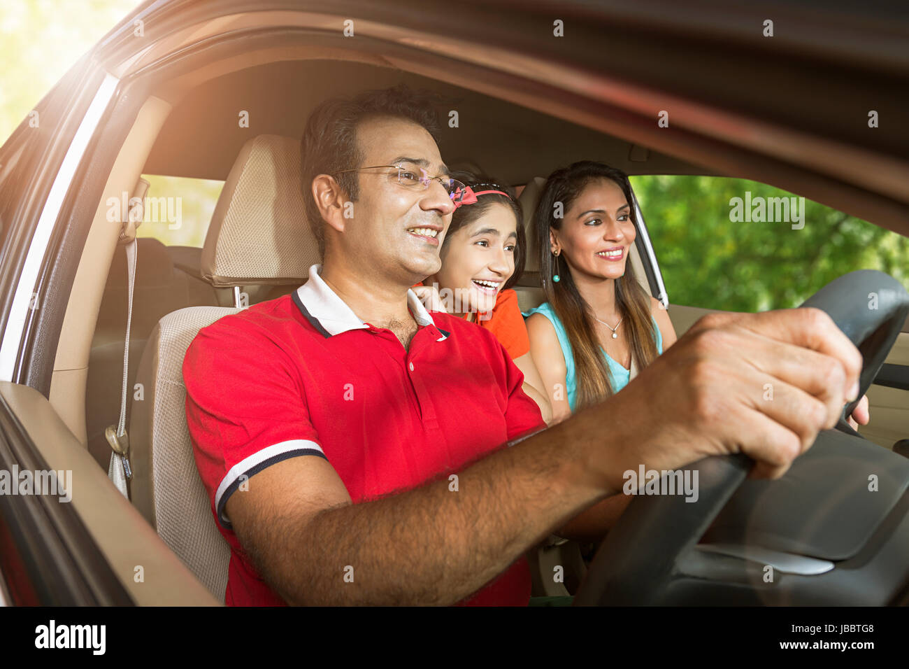 3 People Car Daughter Driving Father Girl Journey Mother Sitting ...