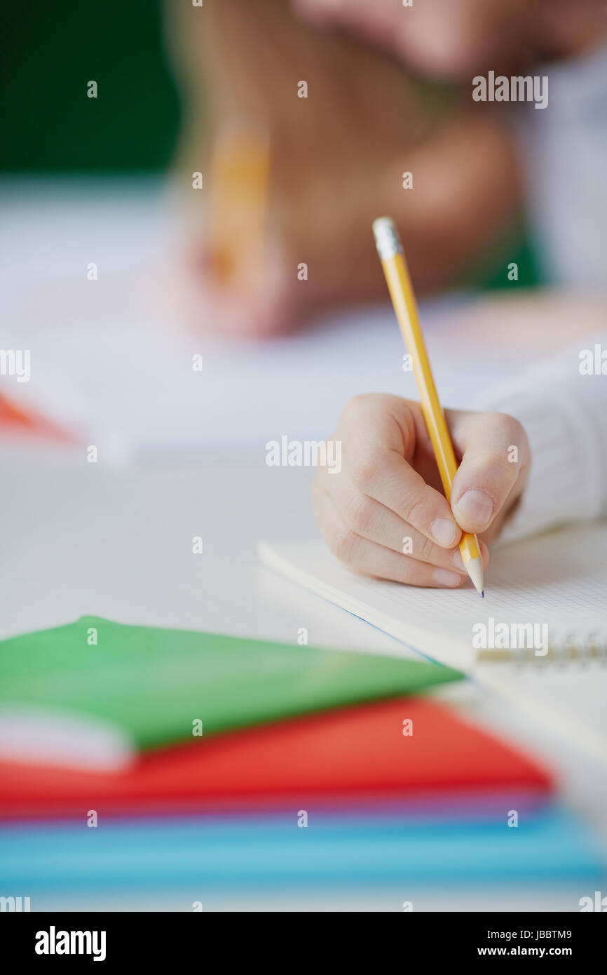 Image of child hand drawing with pencil Stock Photo - Alamy