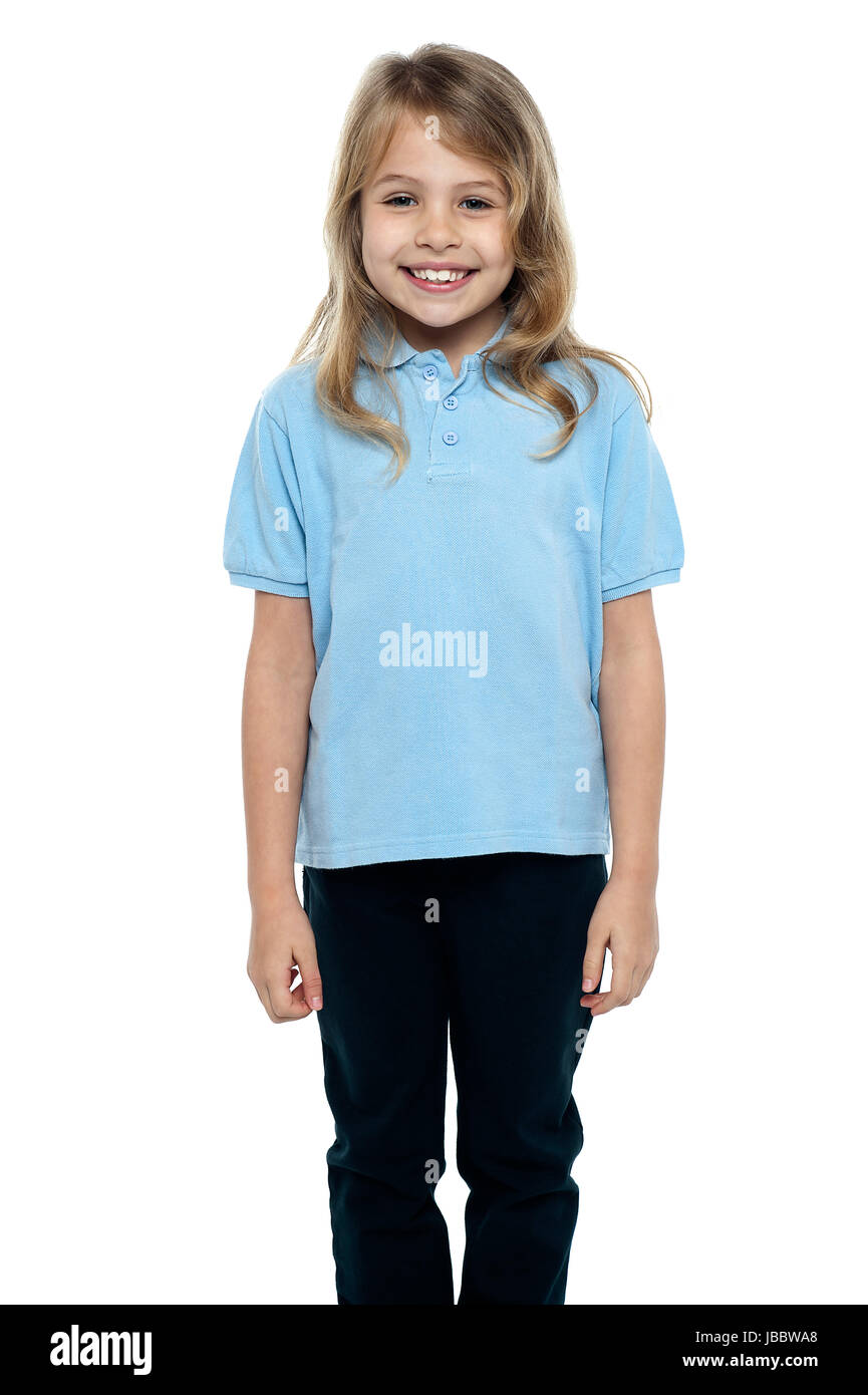 Isolated adorable young child posing for a portrait on white background ...