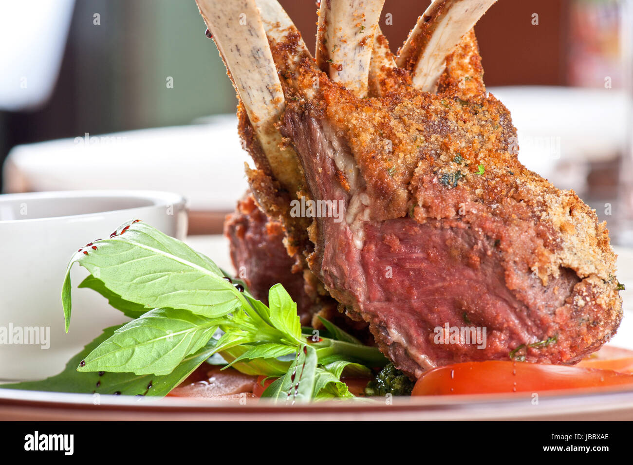 roasted lamb rib chops with vegetables Stock Photo - Alamy