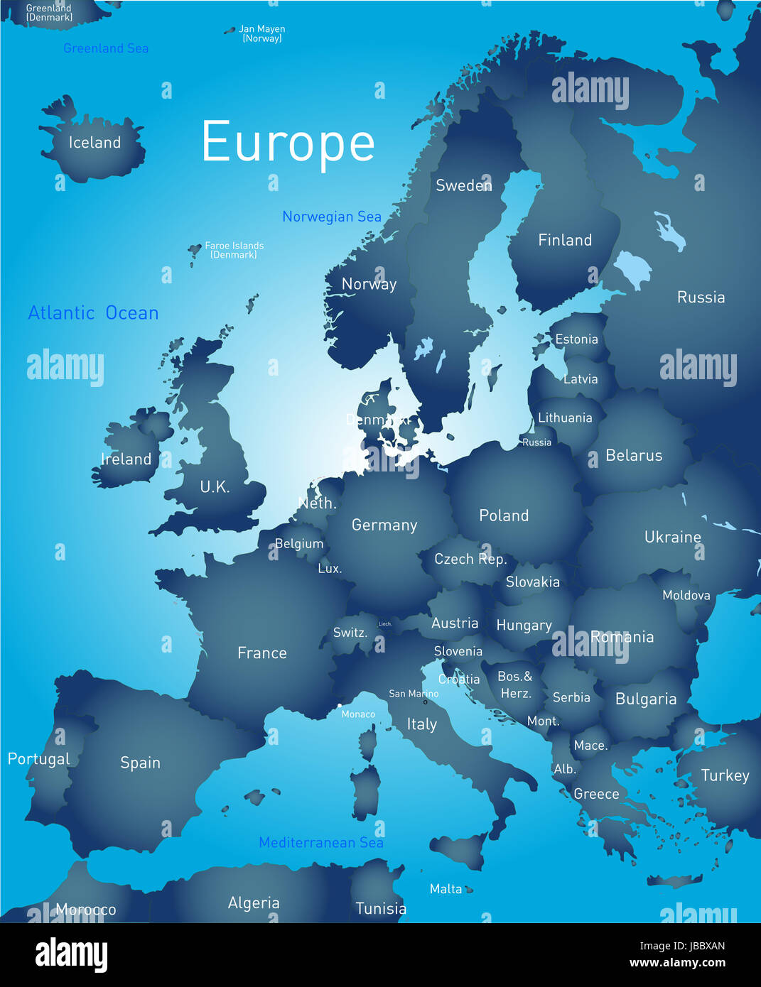 Vector map of europe continent Stock Photo - Alamy