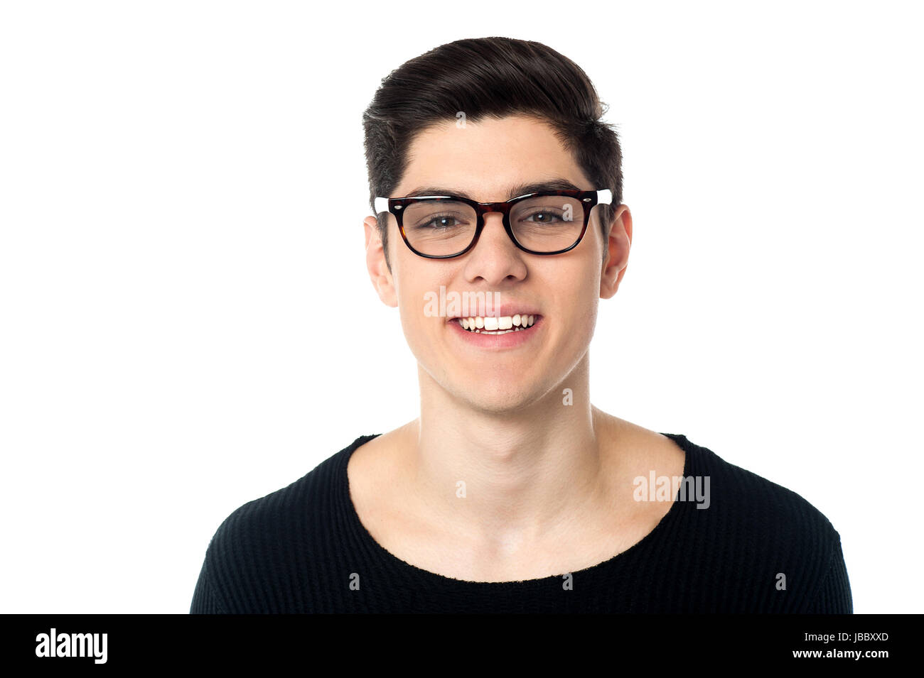 Handsome young guy isolated over white, wearing spectacles Stock Photo ...