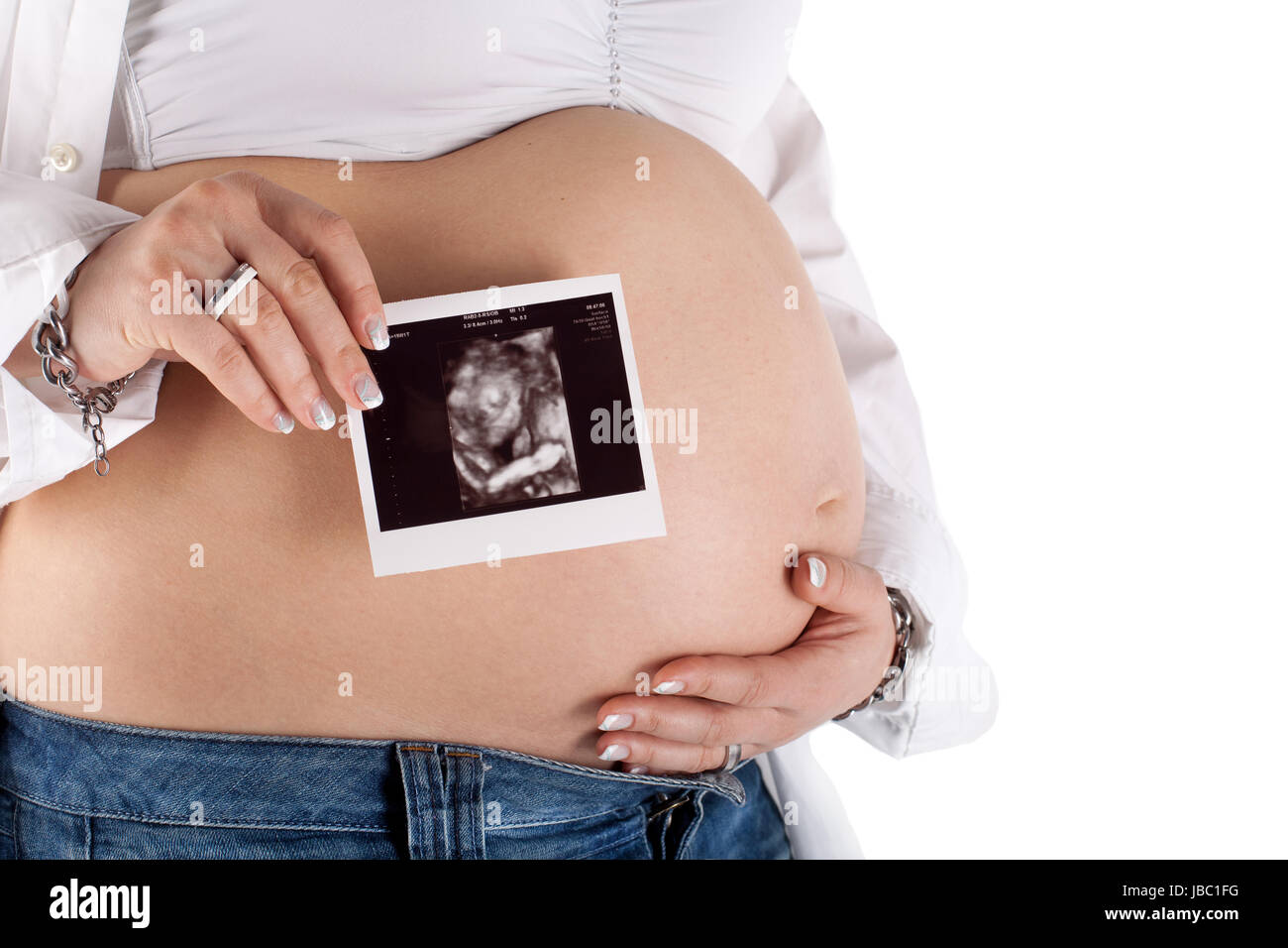 baby belly with the ultrasound image Stock Photo - Alamy