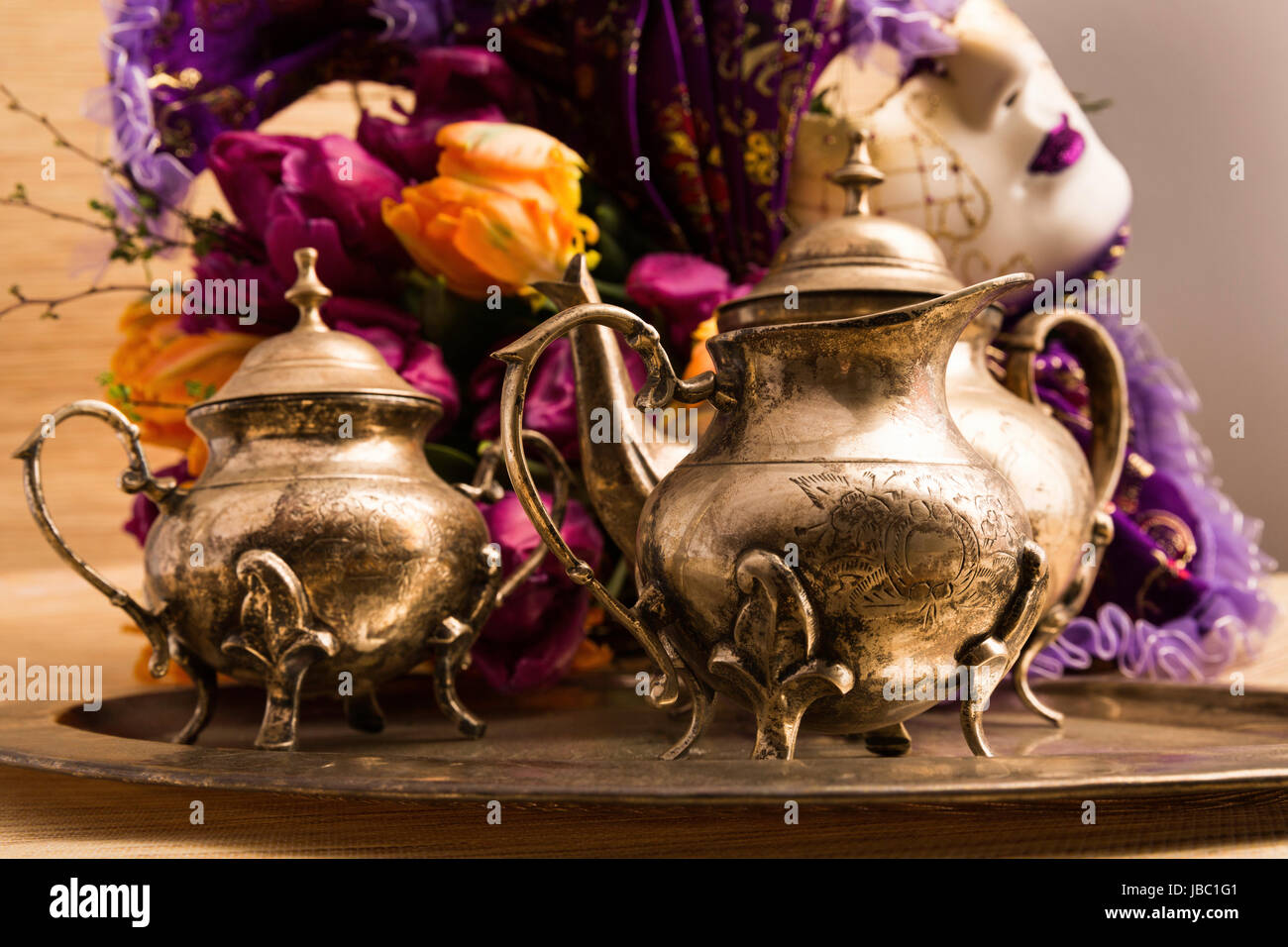 still life old tea set Stock Photo - Alamy