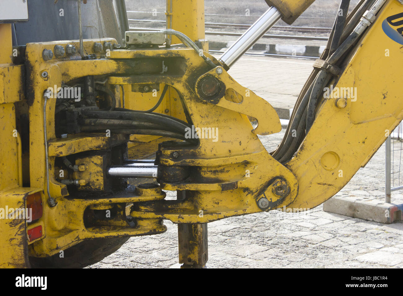 Construction machinery in a railroad construction site Stock Photo - Alamy