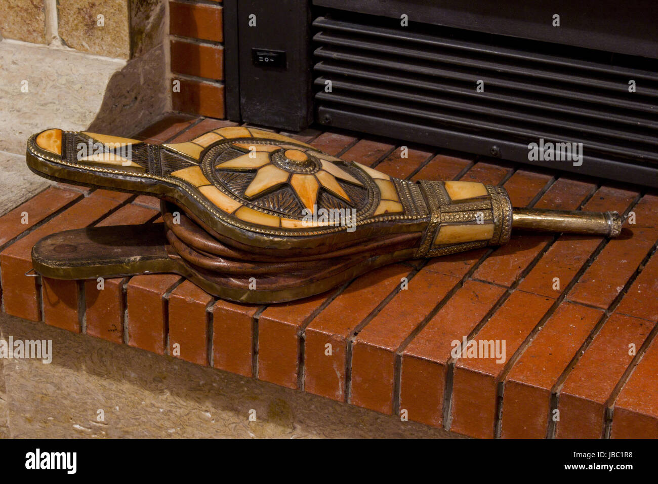 Fire place detail of a fire burning inside Stock Photo - Alamy