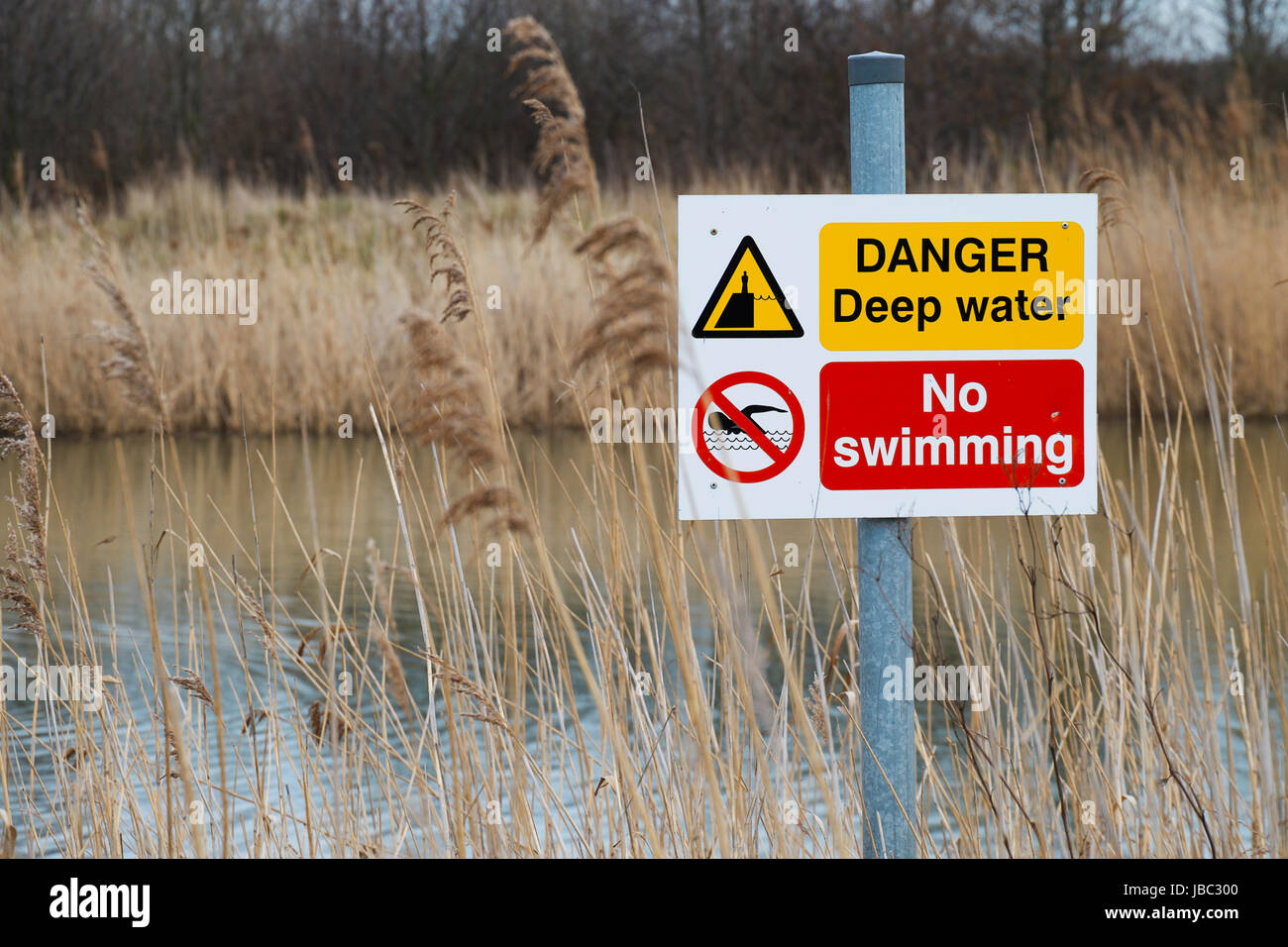 danger deep water sign Stock Photo - Alamy