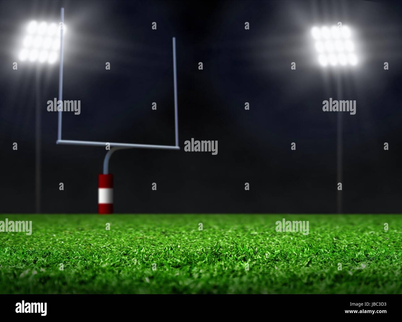 Empty Football Field with Spotlights Stock Photo - Alamy