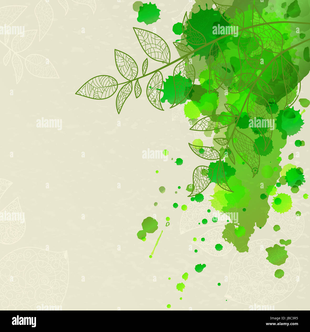 abstract eco background with branch, leaf and blots Stock Photo - Alamy