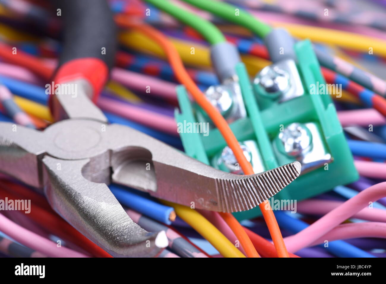 Electric tools and cables close up Stock Photo - Alamy
