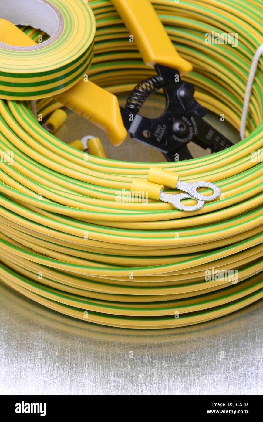 Tools and component kit to use in electrical installations Stock Photo ...