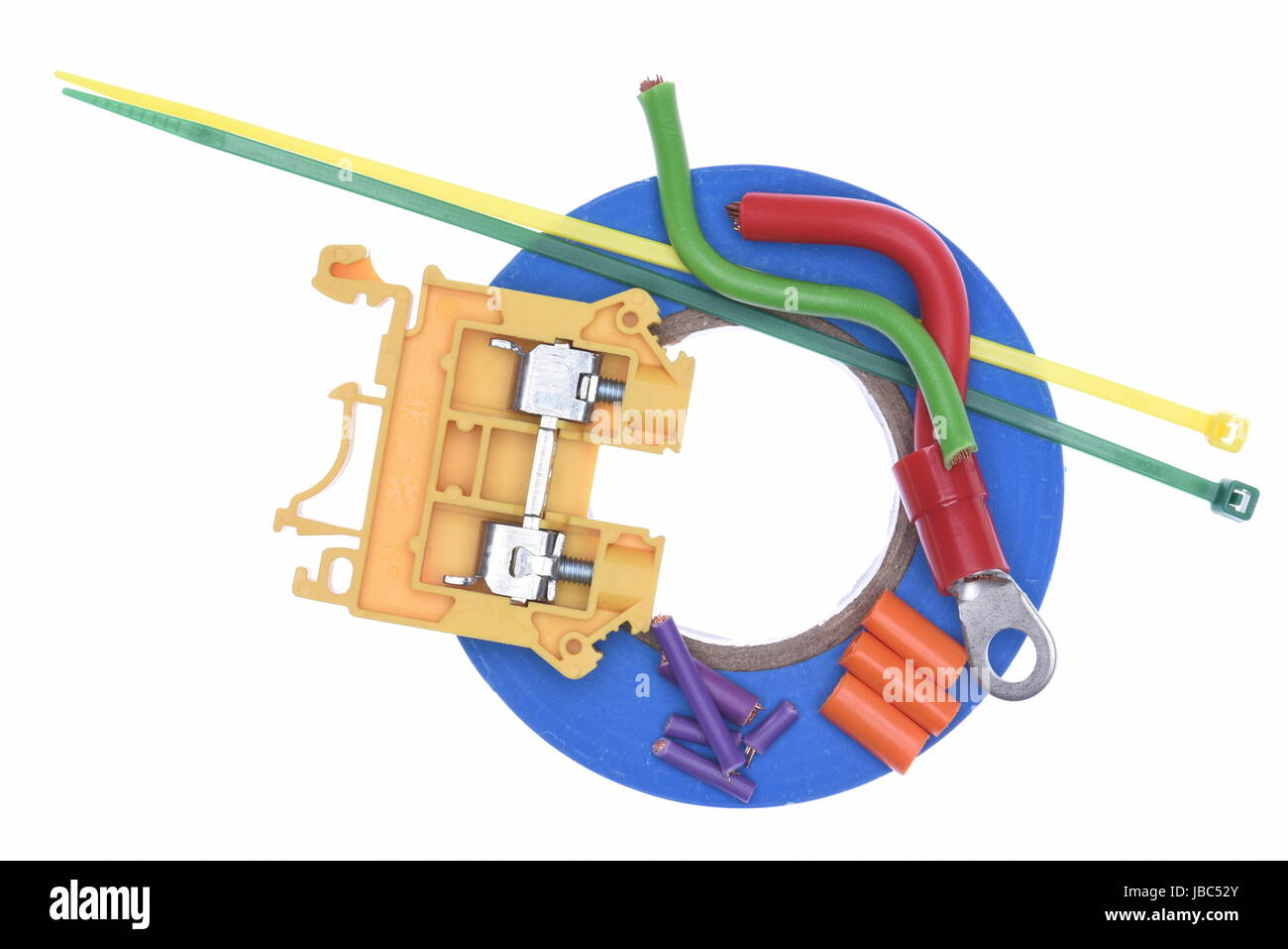 Electrical installation components isolated on white background Stock ...