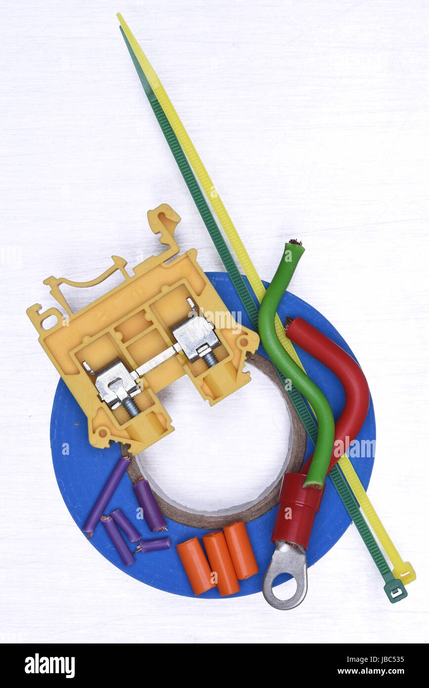 Electrical installation components isolated on white background Stock ...