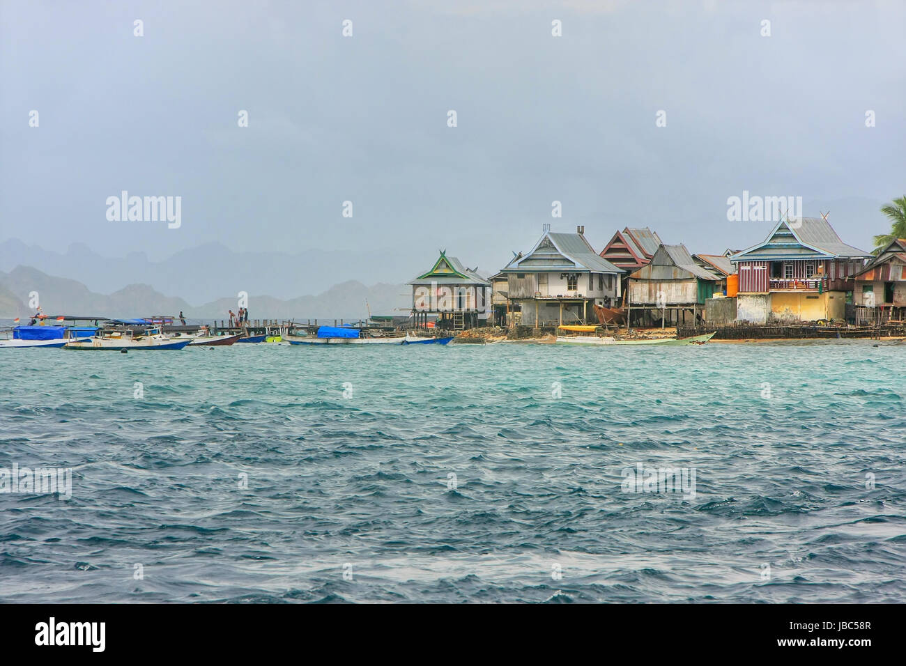 Typical village on small island in Komodo National Park, Nusa Tenggara ...