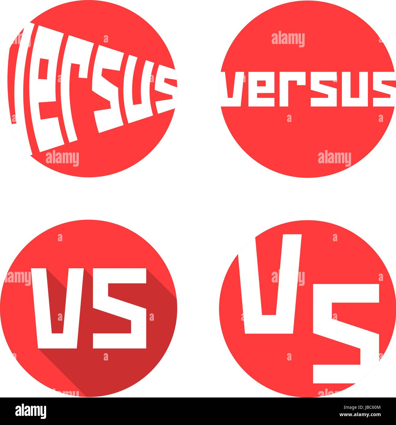 set of red versus icon. concept of confrontation, retro mark, together ...