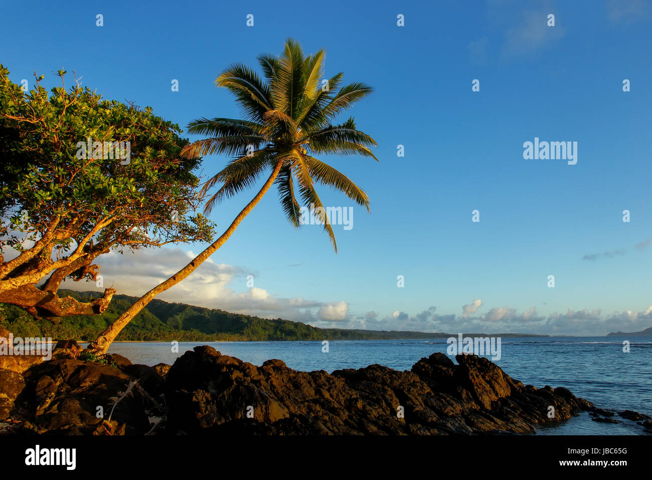 Coastline in Lavena village on Taveuni Island, Fiji. Taveuni is the ...