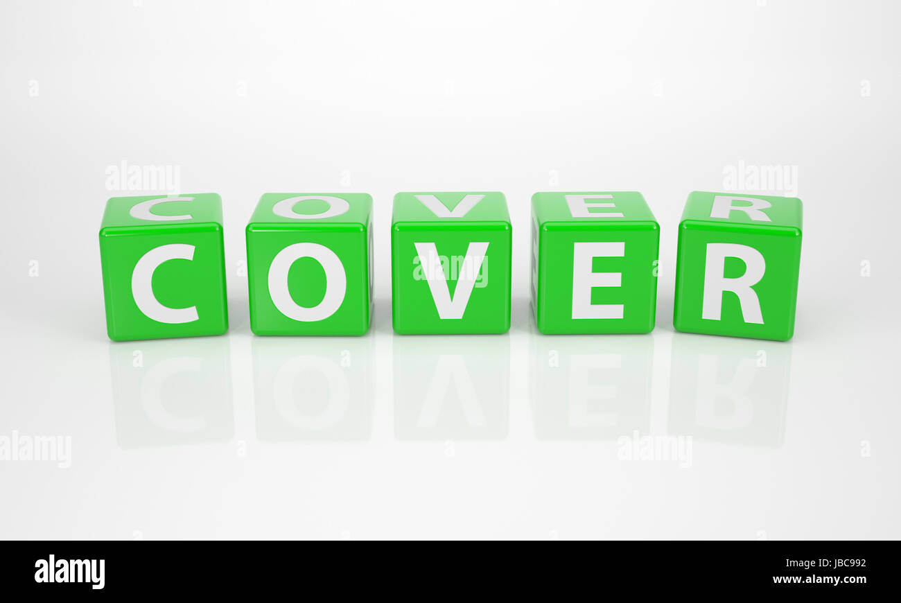 The Word Cover out of green Letter Dices Stock Photo - Alamy