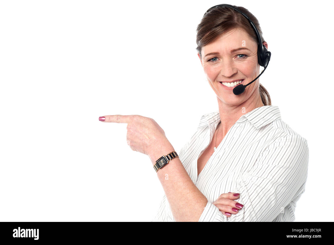 Woman showing middle finger headphones hi-res stock photography and ...
