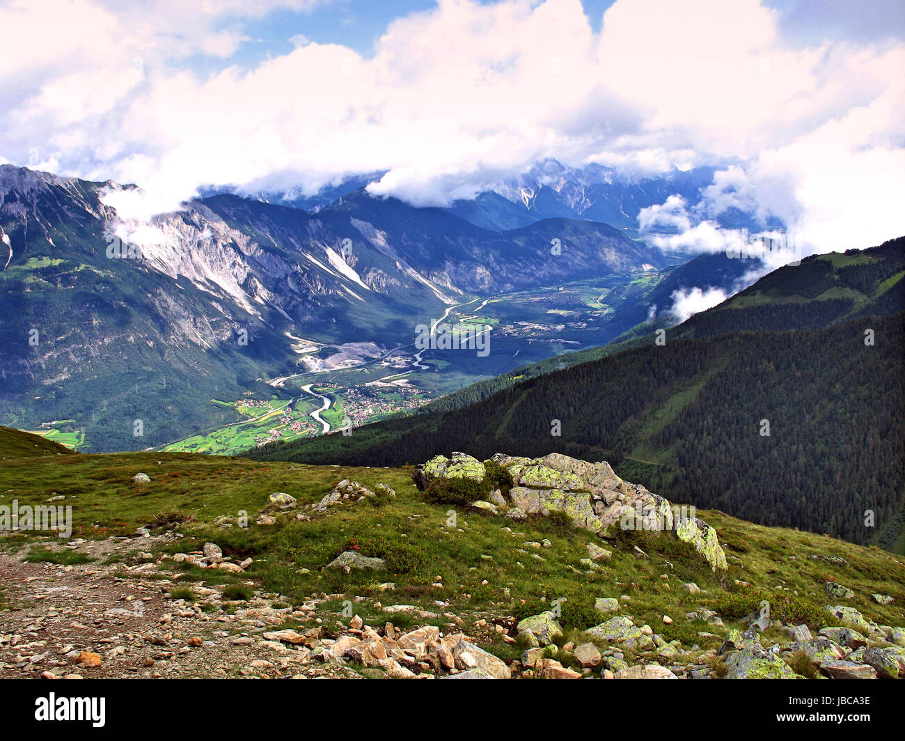 Blick in das Inntal von der Leiner Alpe View of the Inn valley from the ...