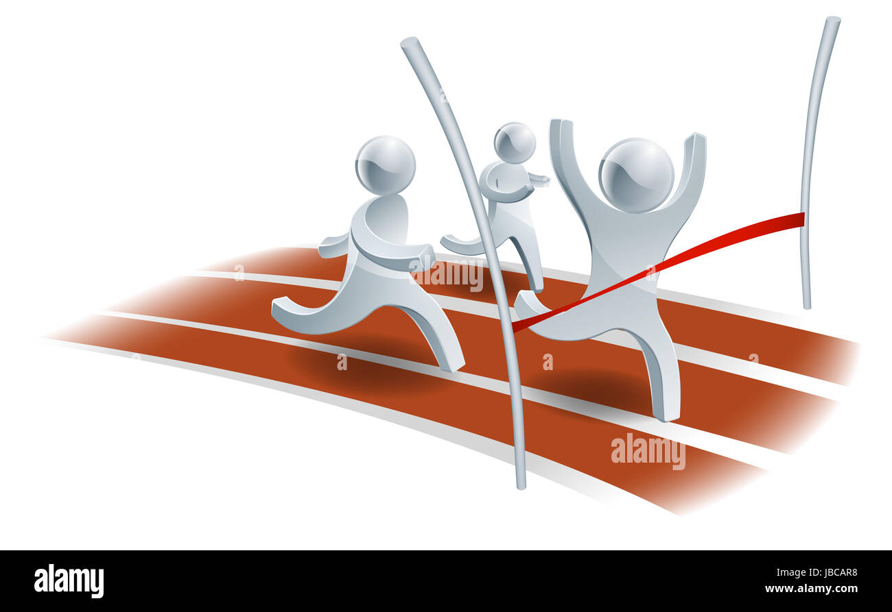 Runner breaking through finish line High Resolution Stock Photography ...