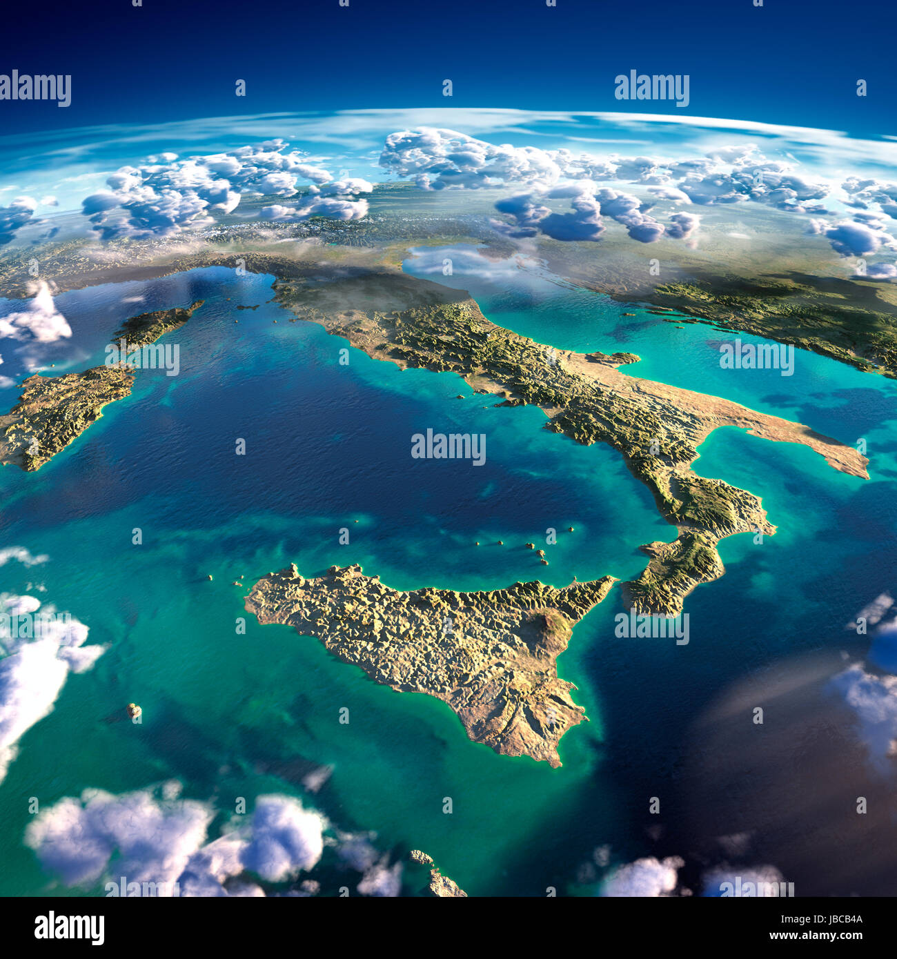 Highly detailed fragments of the planet Earth with exaggerated relief ...
