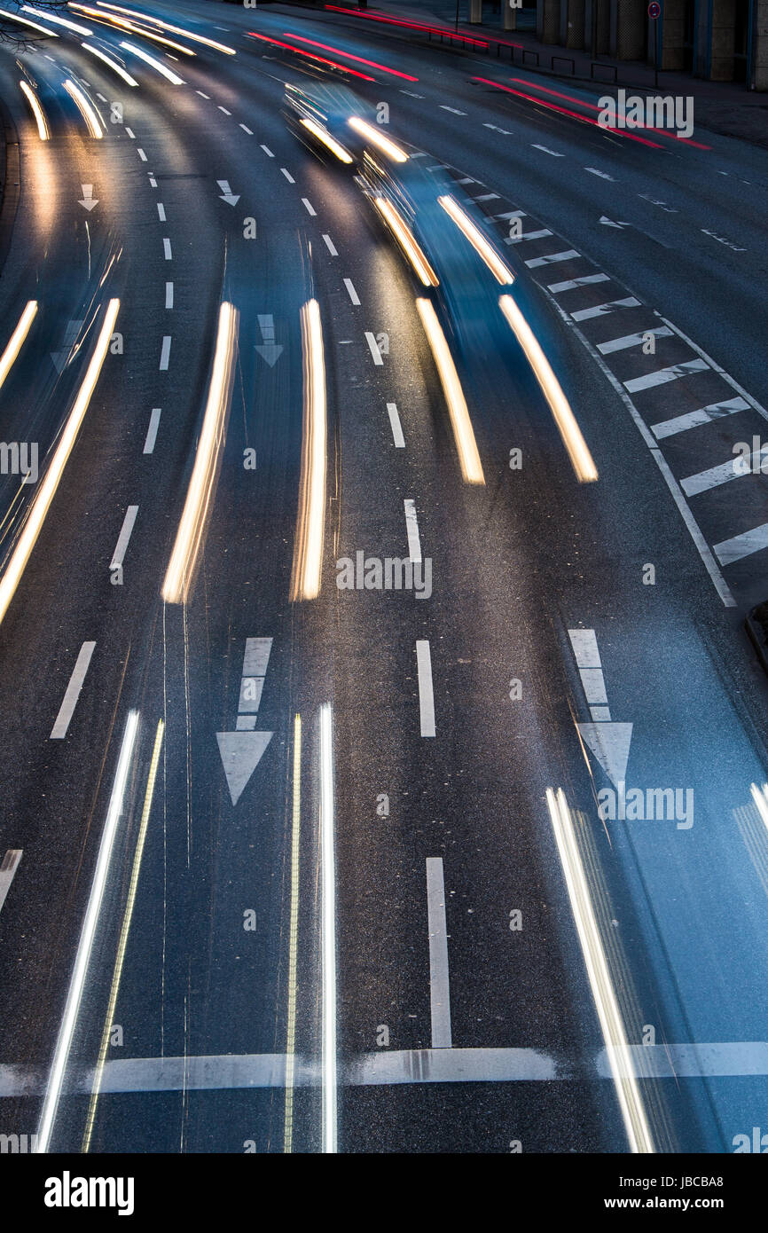 Motion blurred city road traffic (color toned image Stock Photo - Alamy