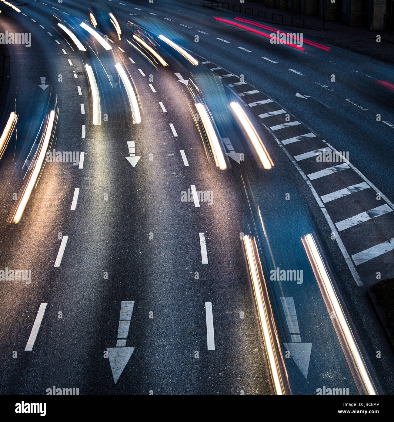 Motion blurred city road traffic (color toned image Stock Photo - Alamy