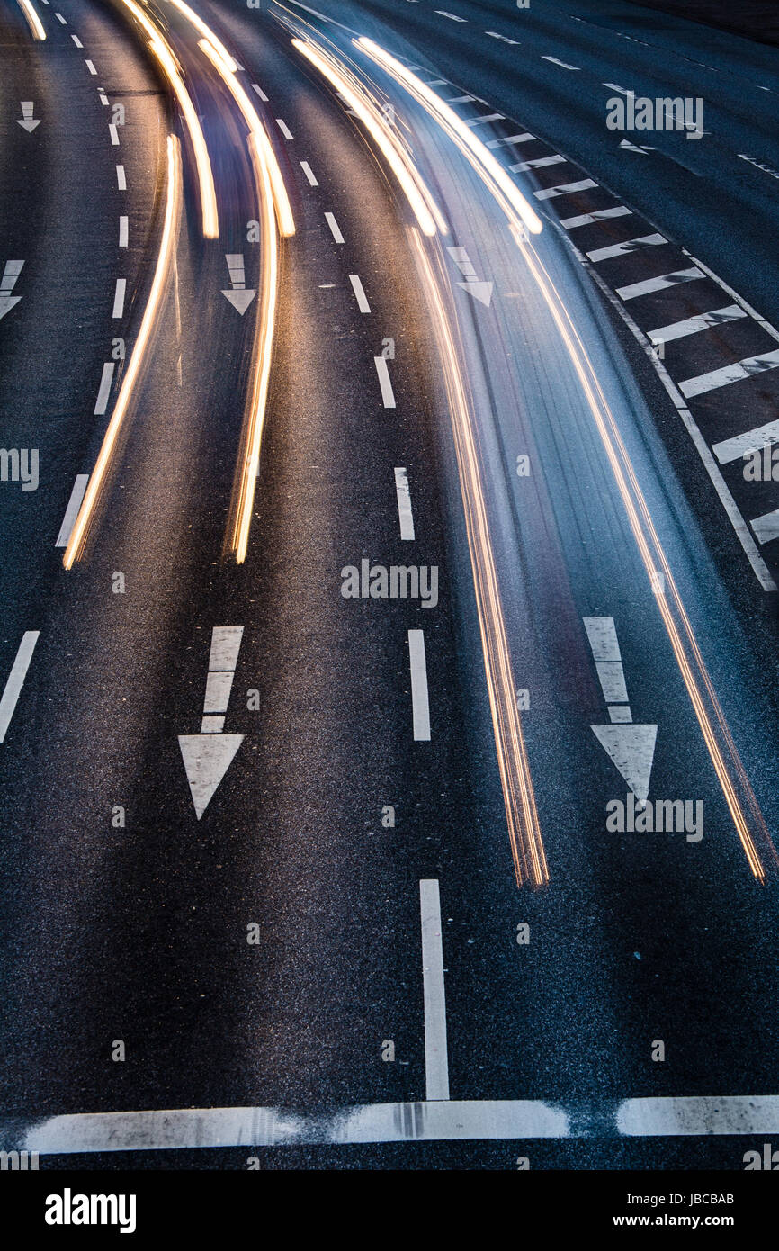Motion blurred city road traffic (color toned image Stock Photo - Alamy