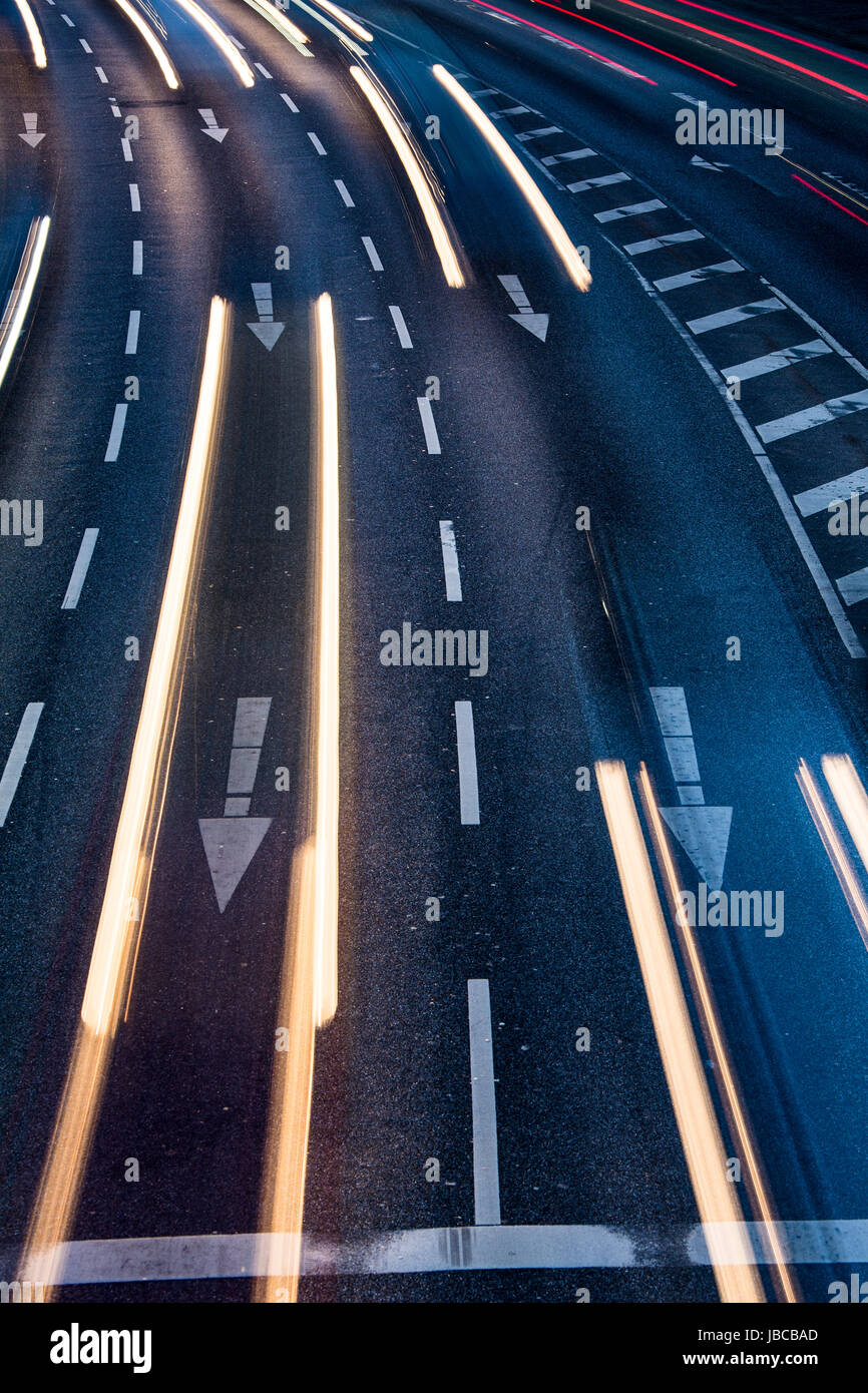 Motion blurred city road traffic (color toned image Stock Photo - Alamy