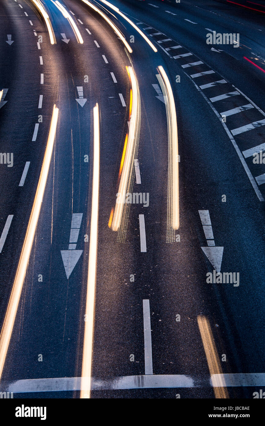 Motion blurred city road traffic (color toned image Stock Photo - Alamy